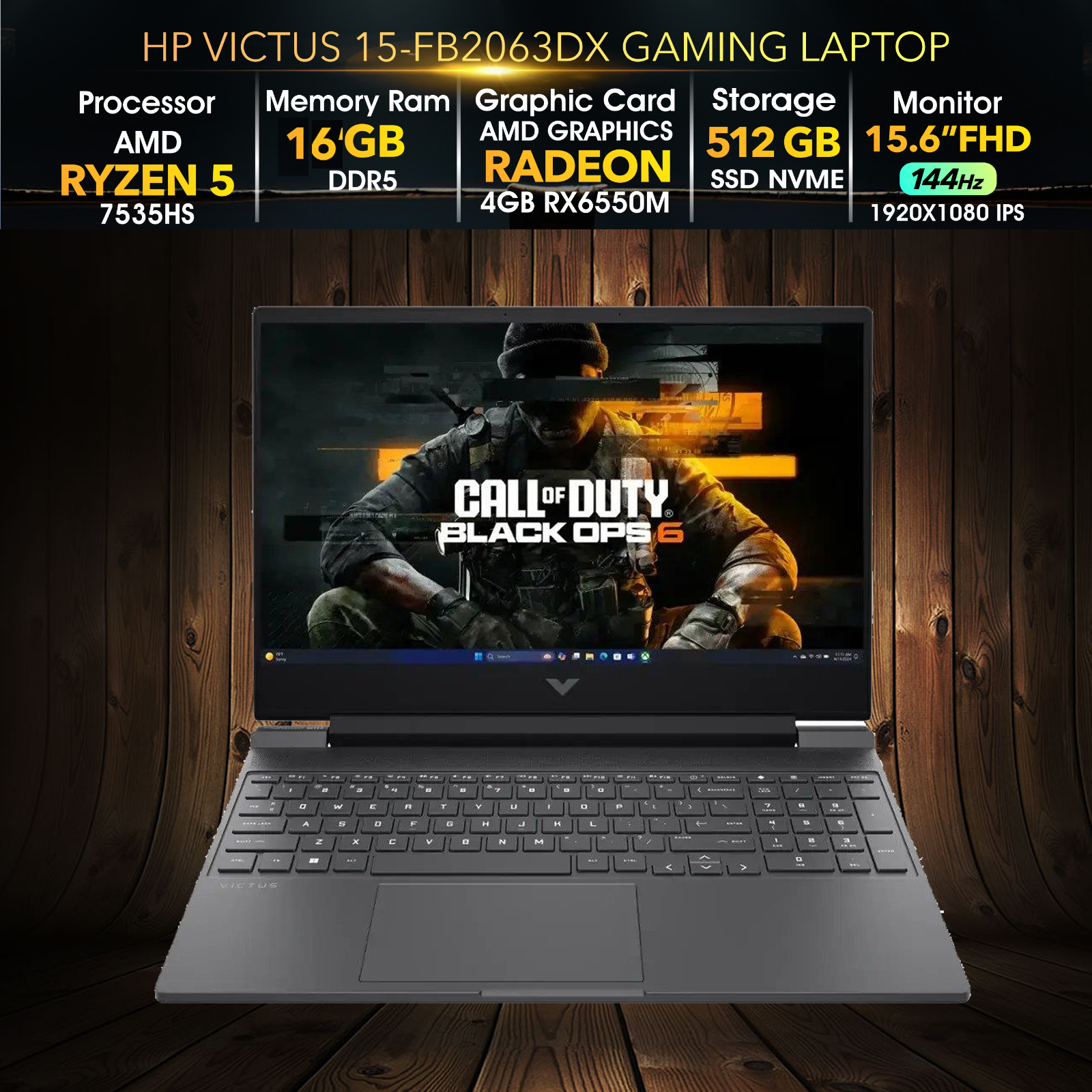 HP Victus Ryzen 5 16GB Ram 512SSD RX6550M – متجر نصر